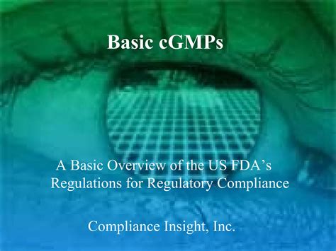 Basics Of Fda Gmp Training Ppt