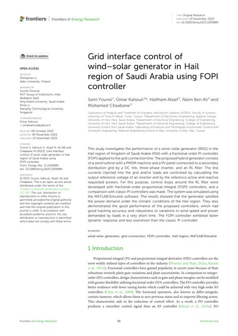 Pdf Grid Interface Control Of Windsolar Generator In Hail Region Of