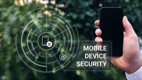 Mobile Device Security Closeup Concept Image With White Glyph Icons