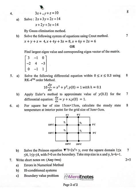 Pu Be Computer Numerical Methods Question Paper 4th Sem Mero Enotes