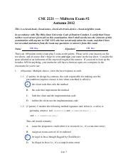 Practrice Midterm Cse Pdf CSE Midterm Exam Autumn This Is A Closed Book