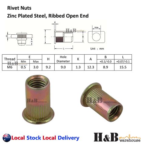 M6 X 100 Nutserts Rivet Nuts Flange Blind Rivnuts Zinc Plated Steel Nut Nutsert Ebay