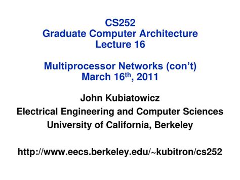 ppt cs252 graduate computer architecture lecture 16 multiprocessor