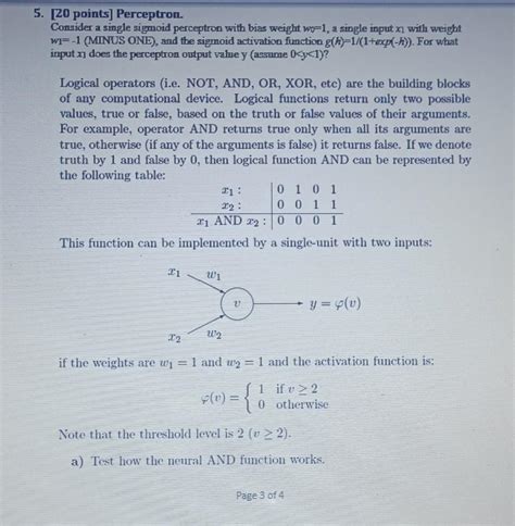 Solved W1 −1 Minus One And The Sigmoid Activation