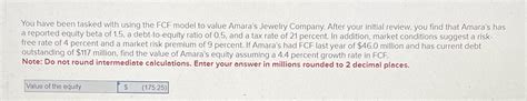 solved you have been tasked with using the fcf model to