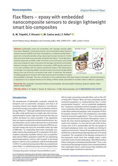 Pdf Flax Fibres Epoxy With Embedded Nanocomposite Sensors To Design Lightweight Smart Bio