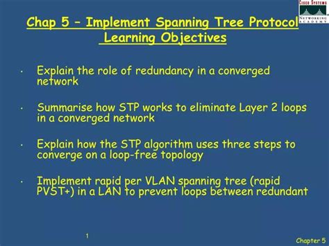 Ppt Chap 5 Implement Spanning Tree Protocol Learning Objectives