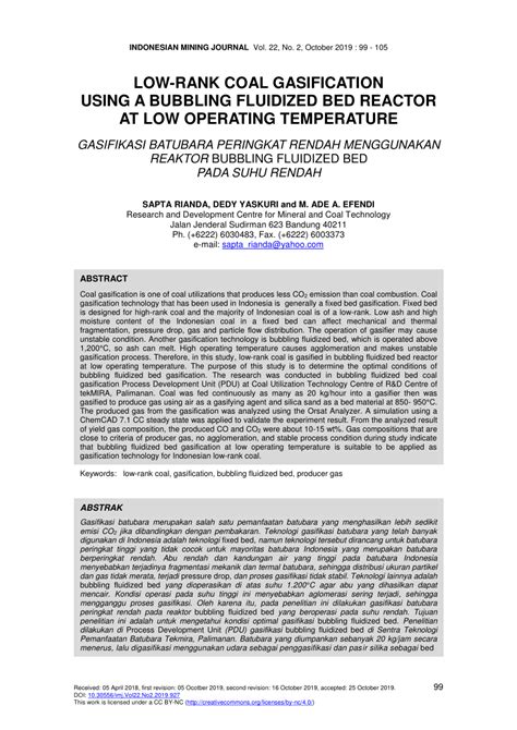 Pdf Low Rank Coal Gasification Using A Bubbling Fluidized Bed Reactor At Low Operating Temperature