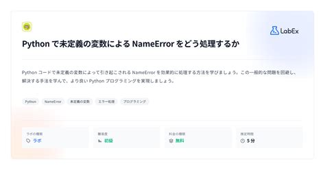 Python で未定義の変数による Nameerror をどう処理するか Labex