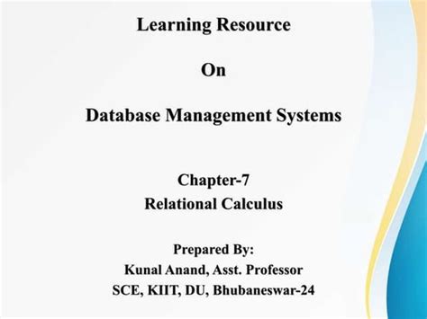 Dbms 14 Relational Calculus Pdf