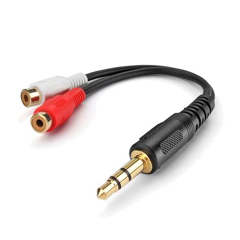 Gold Mm Stereo Female Mini Jack To Male Rca Plug Adapter Audio Y Cable Walmart Com