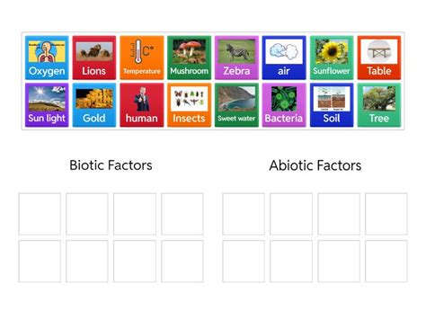 Sort Biotic And Abiotic Factors Group Sort