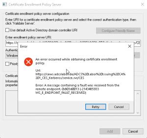 The Certificate Enrollment Policy Check Via The Certificate Enrollment Policy Web Service CEP