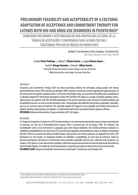 Pdf Preliminary Feasibility And Acceptability Of A Cultural Adaptation Of Acceptance And