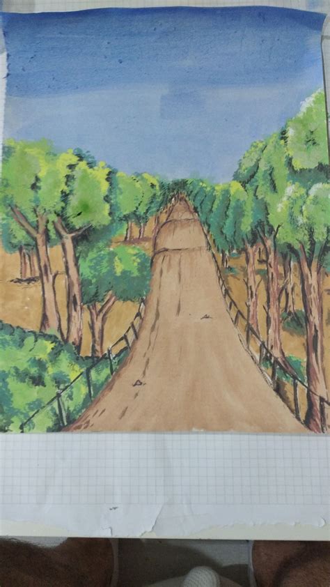 Dibujo Acuarelas De Paisaje Camino Infinito Dibujo A Rotring En