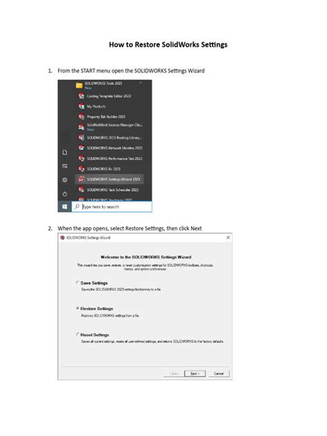 How To Restore Solidworks Settings Pdf