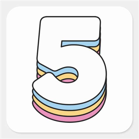 Number 5 Five Cute Rainbow Birthday Numbers Square Sticker Zazzle Birthday Numbers Rainbow