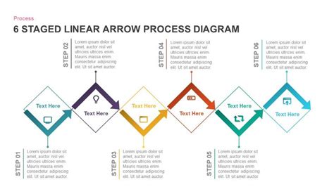 Staged Linear Process Diagram Arrow PowerPoint Template