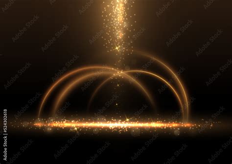 Abstract Luxury Golden Glitter Effect Glowing On Black Background With Lighting Effect Sparkle