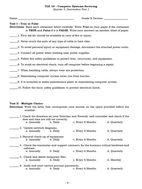 Tle 10 Q4 Summative Test 1 Performance Task 1 Pdf Computing Computer Engineering