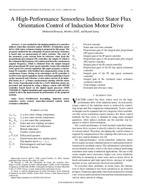 pdf a high performance sensorless indirect stator flux orientation