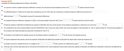 Exercise 19 07 Complete The Following Statements By