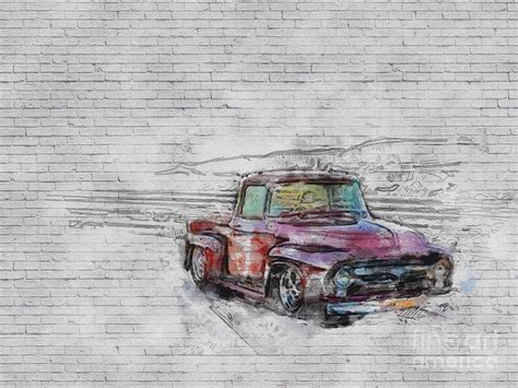 Ford F 100 Purple Pickup 1956 Cars Retro Customized Truck F Series Low
