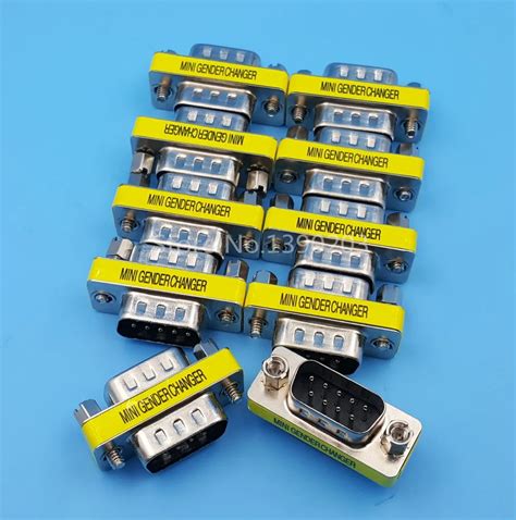10Pcs DB9 9Pin Male To Male Mini Gender Changer Adapter RS232 Serial Connector