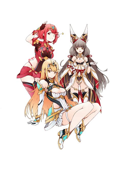 Pyra Mythra Nia And Nia Xenoblade Chronicles And More Drawn By Q Pra Danbooru