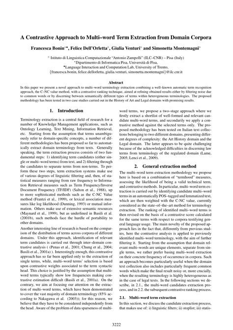 Pdf A Contrastive Approach To Multi Word Extraction From Domain Specific Corpora