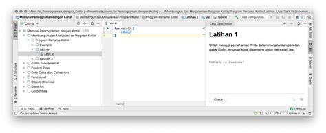 cara mengerjakan latihan pada kelas memulai pemrograman dengan kotlin