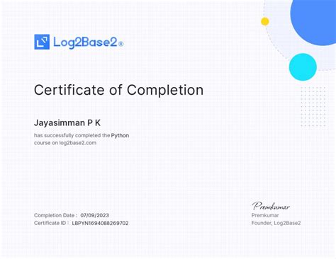 Finished Python Course With Log2base2 Jayasimman P K Posted On The