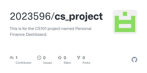 Github 2023596csproject This Is For The Cs101 Project Named Personal Finance Dashboard