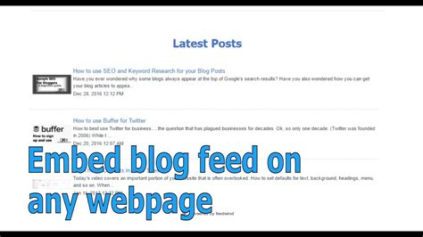 Embed Blog Or Rss Feed Into Webpage Youtube