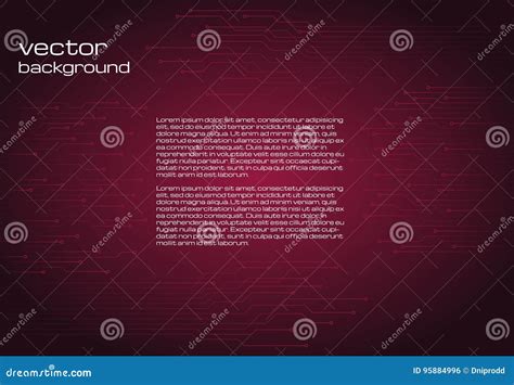 Abstract Technological Dark Red Background With Elements Of The Microchip Stock Vector