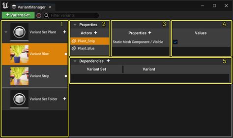 variant manager template overview unreal engine 5 4 documentation