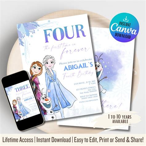 Frozen Birthday Invitation Princess Elsa Anna Invitation Party