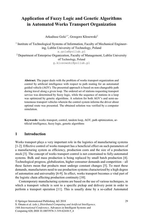 Pdf Application Of Fuzzy Logic And Genetic Algorithms In Automated Works Transport Organization