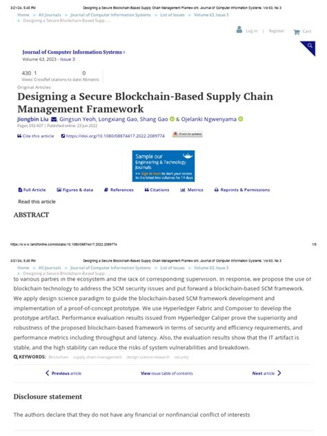 Designing A Secure Blockchain Based Supply Chain Management Framework