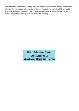 Write A Function Named LetterAndDigitCount That Accepts On Pdf Programming Languages Computing