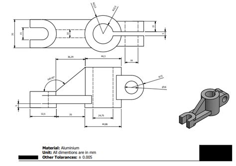 Autodesk Inventor 2d Cad Drawing Of Small Part For Cad Practice