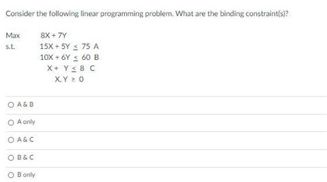 Solved Consider The Following Linear Programming Problem