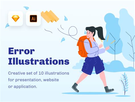 错误提示类主题相关扁平插图素材模板下载ERROR Emptystates Illustration 设计口袋