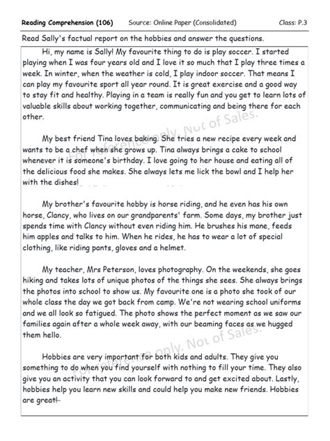 P3 Reading Comprehension Pdf