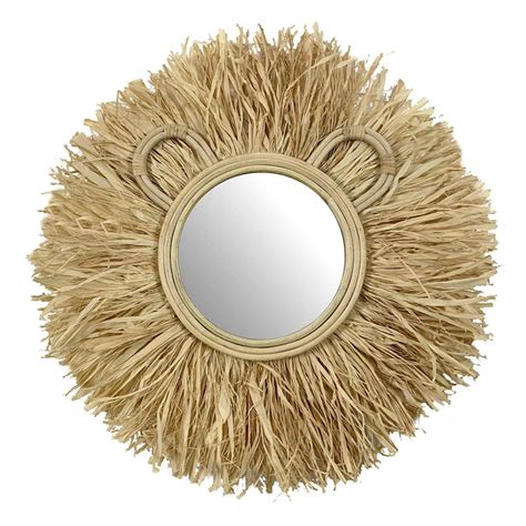 Tiny Dreamers Lion Raffia Round Wall Mirror 20