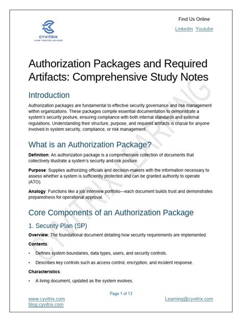 Authorization Packages Explained Key Artifacts Pdf Risk Management
