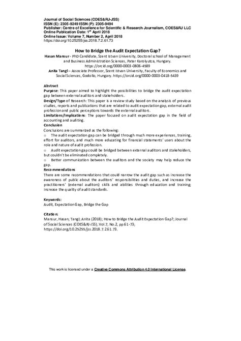 Pdf How To Bridge The Audit Expectation Gap
