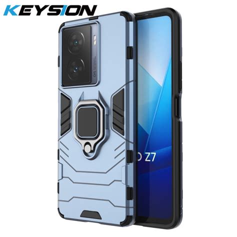 KEYSION Shockproof Armor Case For IQOO Z G Z X Pro Silicone PC Metal Ring Stand Phone