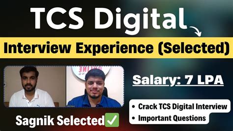 Tcs Digital Interview Experience Sagnik Selected Tcs Digital