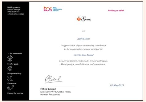 aditya saini on linkedin thanks tataconsultancyservices